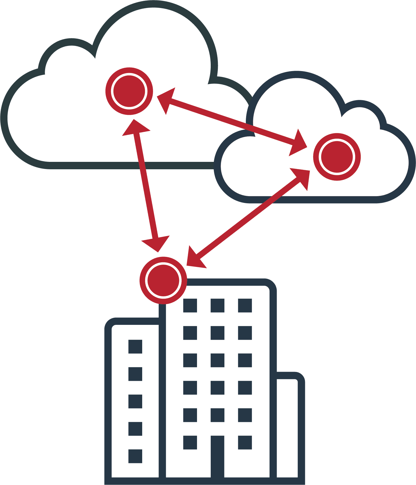 Diagram with large building and clouds Diagram with large building and clouds